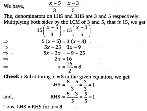 Solve The Following Linear Equations X 5 3 X 3 5 CBSE Class 8 