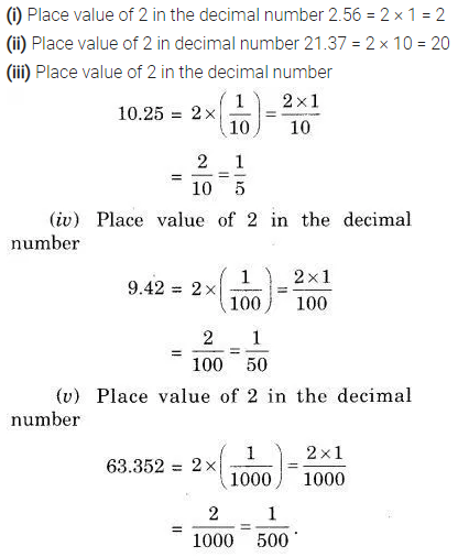 Write The Place Value Of 2 In The Following Decimal Numbers CBSE 
